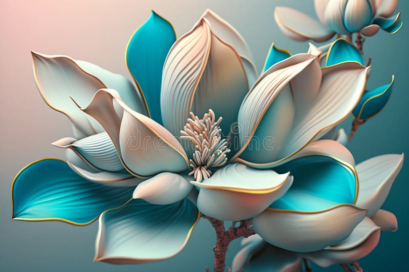 Close-up Delicate Blue Painted Magnolia. Beautiful Spring Flower Stock ...