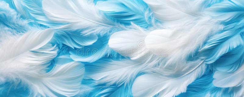 Close-up of Delicate Blue and White Feathers, Sharp Focus Reveals ...