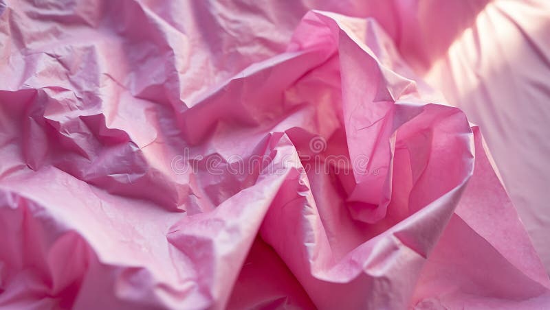 Close Up of Delicate Crumpled Pink Tissue Paper with Soft Light and ...