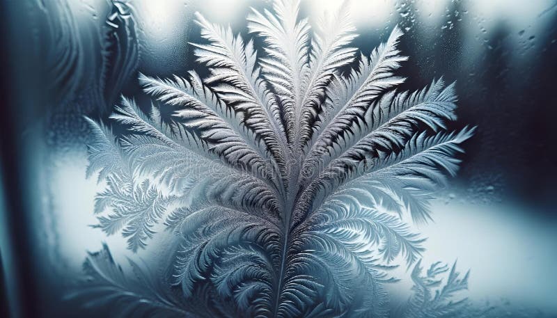 A Close-up of a Delicate, Feathery Structure of the Frost, Forming ...