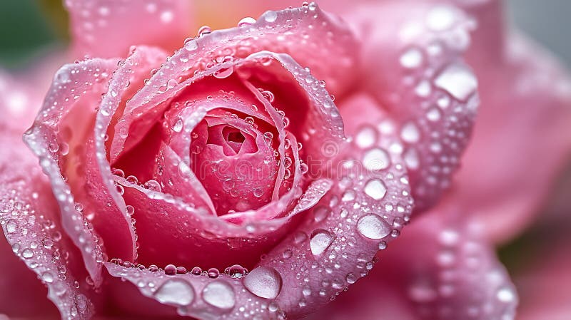 Close-up of a Delicate Pink Rose with Dewdrops on Its Petals Stock ...
