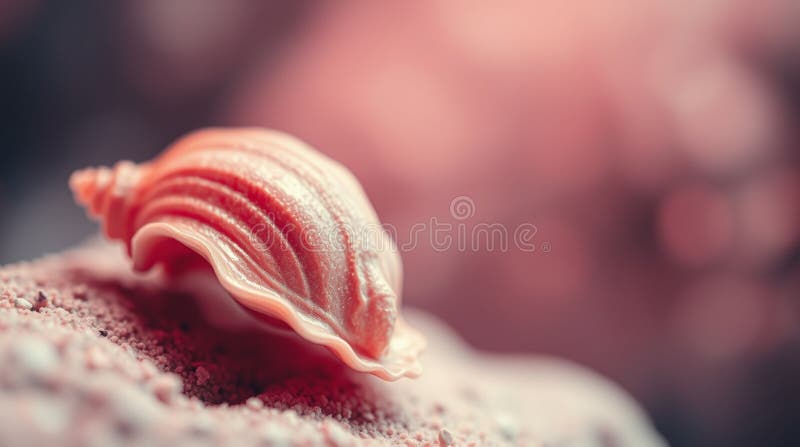 Close-up of a Delicate Pink Seashell Resting on a Sandy Surface. Soft ...