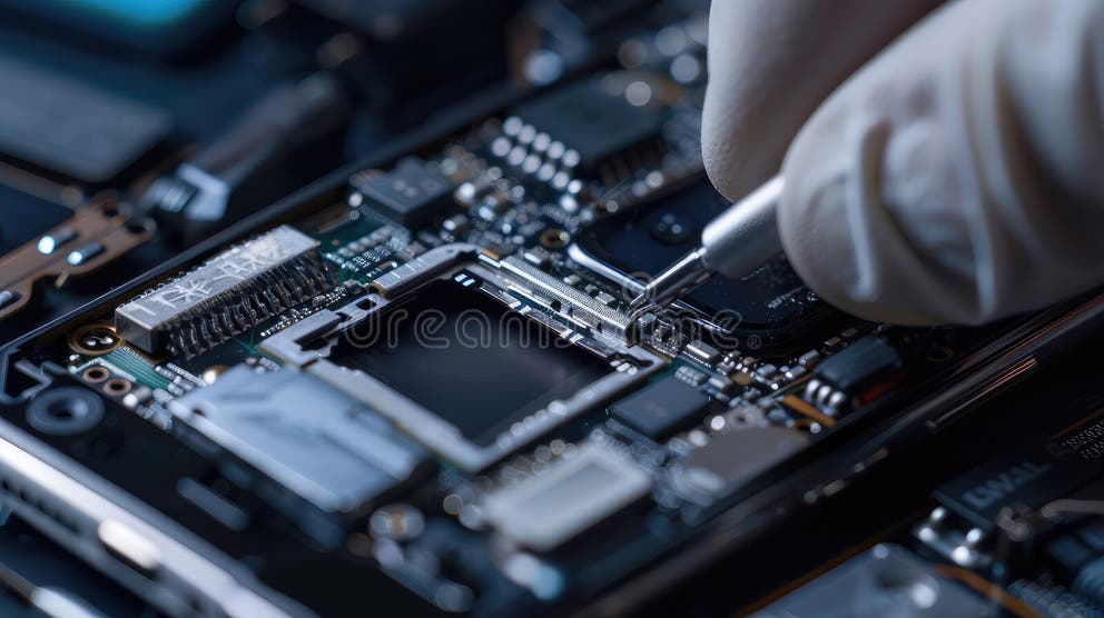 Close-up of a Delicate Process of Removing a Broken Camera Module from ...