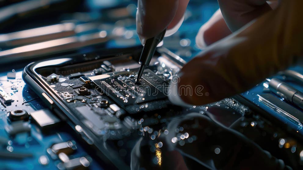 Close-up of a Delicate Process of Removing a Broken Camera Module from ...