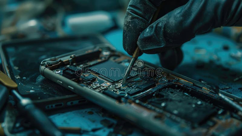 Close-up of a Delicate Process of Removing a Broken Camera Module from ...