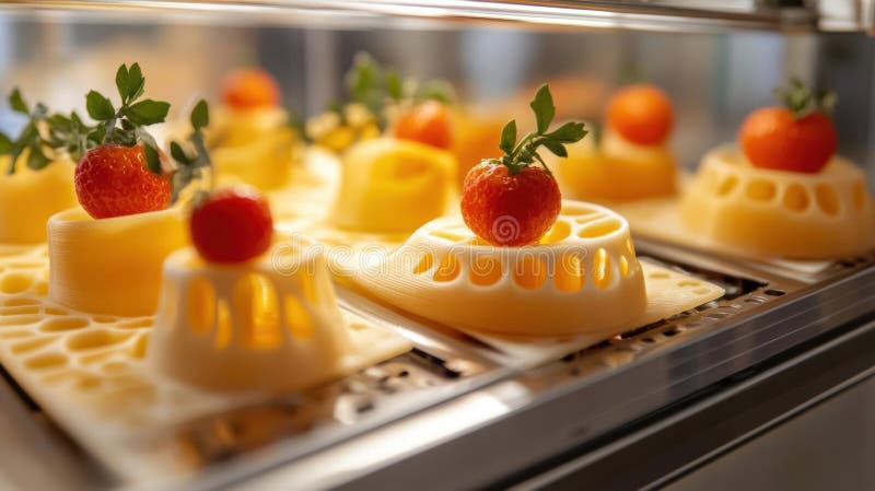 Close-up of Delicate Strawberry Desserts in a Modern Kitchen Setting ...