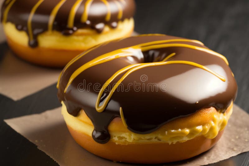 Close-Up of Delicious Boston Cream Donuts. Generative AI Stock ...