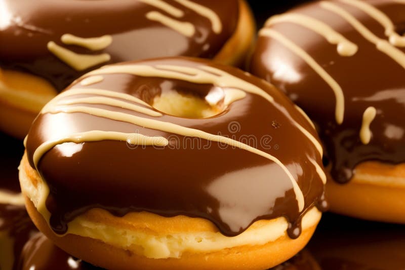 Close-Up of Delicious Boston Cream Donuts. Generative AI Stock ...