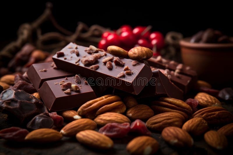 Close Up of a Delicious Chocolate Bar with a Variety of Nuts for a ...