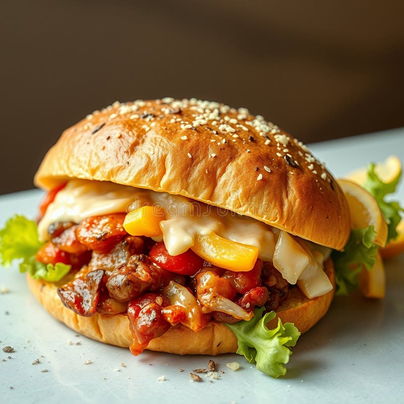 Closeup of a Deliciouslooking Cheeseburger Stock Illustration ...