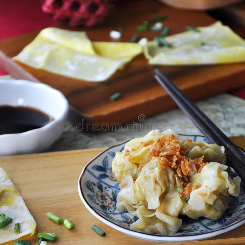 Close Up Delicious Wanton on Dish Stock Photo - Image of meal, dish ...
