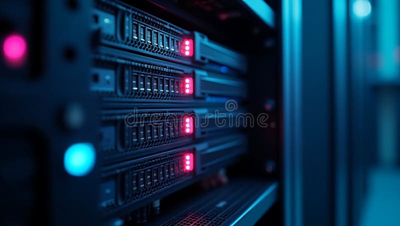 Close-up of Dell PowerEdge R730 Servers in a Data Center Stock ...
