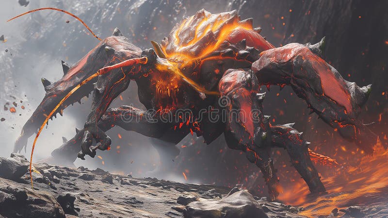 A Close Up of a Demonic Creature with Fire Coming Out of it Stock ...