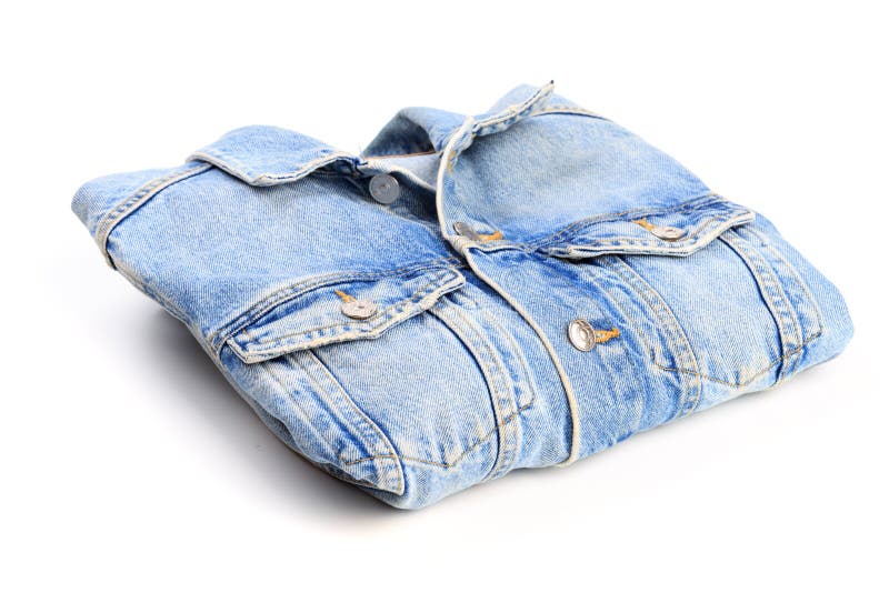 Close Up Denim Jacket Isolated on White Background with Space Use for ...