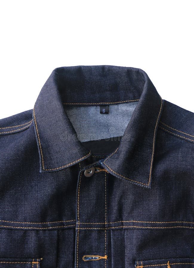 229 Blue Jeans Jacket Isolated White Background Denim Jacket Close Up ...