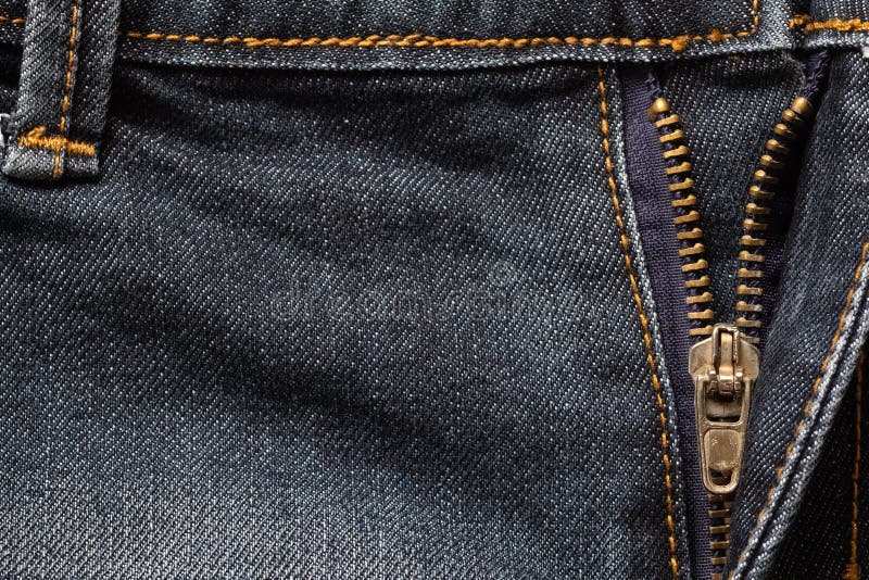 Close Up of Denim Jeans Texture Material Background with Zipper. Stock ...