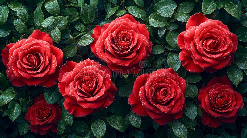 A Close-up of a Dense Cluster of Red Roses Stock Image - Image of rich ...