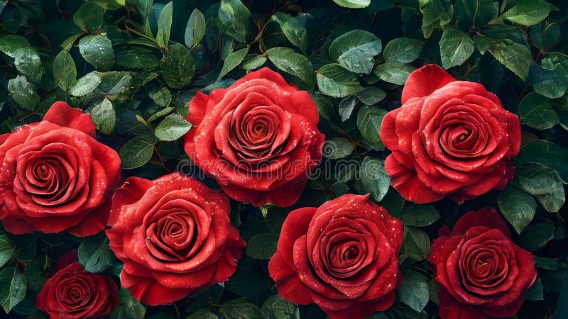 A Close-up of a Dense Cluster of Red Roses Stock Footage - Video of ...