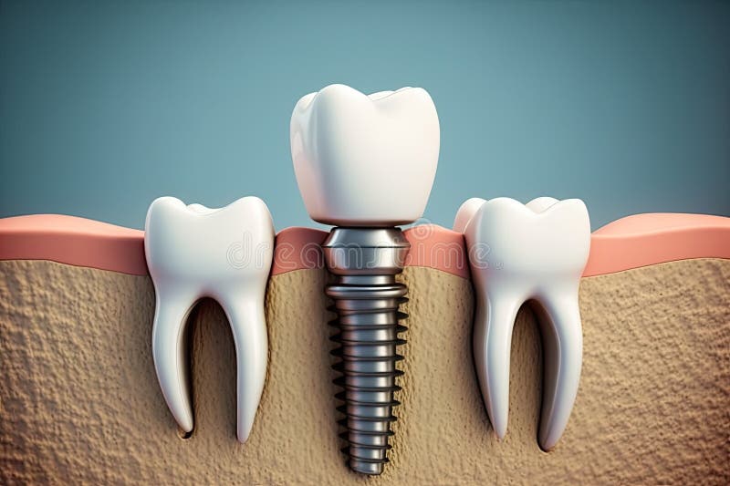 Close-up, Dental Implant, Prosthetics. Generative Ai Stock Illustration ...