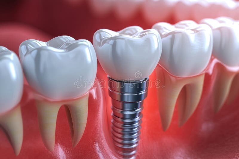 Close-up of Dental Implant Showing Artificial Tooth Replacing a Missing ...