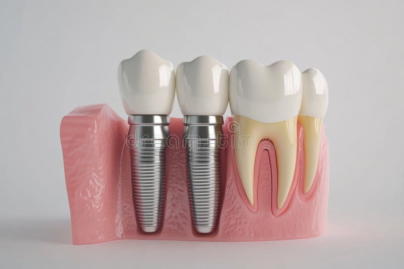 Close-up of Dental Implants Replacing Missing Teeth, Showcasing the ...