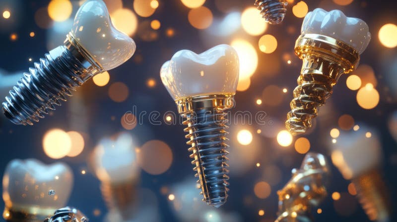 Close-up of Dental Implants with a Sparkling Backdrop at a Dental ...