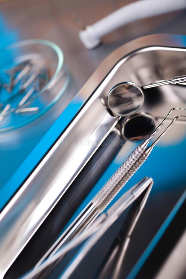 Close-up Dental Instruments, Bright Colorful Tone Concept Stock Photo ...