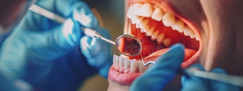 Close-up of a Dentist Making a Tooth Stock Illustration - Illustration ...