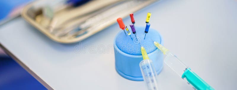Close-up of a Dentist Tools and Injections at Ambulance. Stock Photo ...