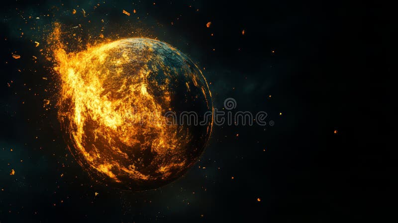 A Close-up Depiction of Earth Shows it Ablaze, Symbolizing the ...