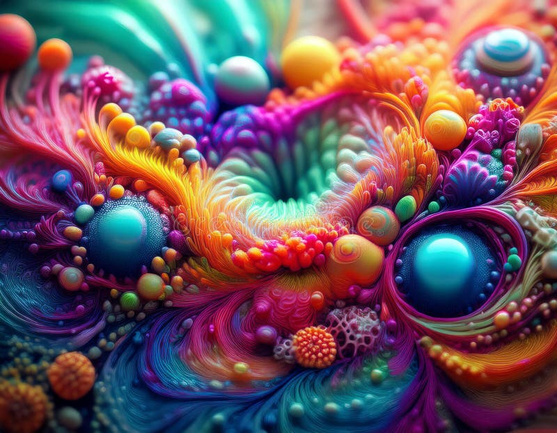 Imagination Featuring Vibrant Colors, Whimsical Elements, and Abstract ...