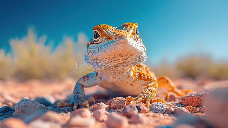 Desert Lizard Basking in the Sun, Its Skin Shimmering Stock ...