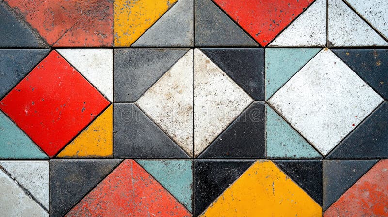 Close-up of Designer Outdoor Tiles in Geometric Patterns Background ...