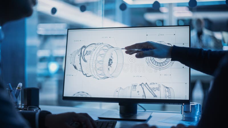 Close Up of a Desktop Computer Monitor Screen with 3D CAD Software with ...