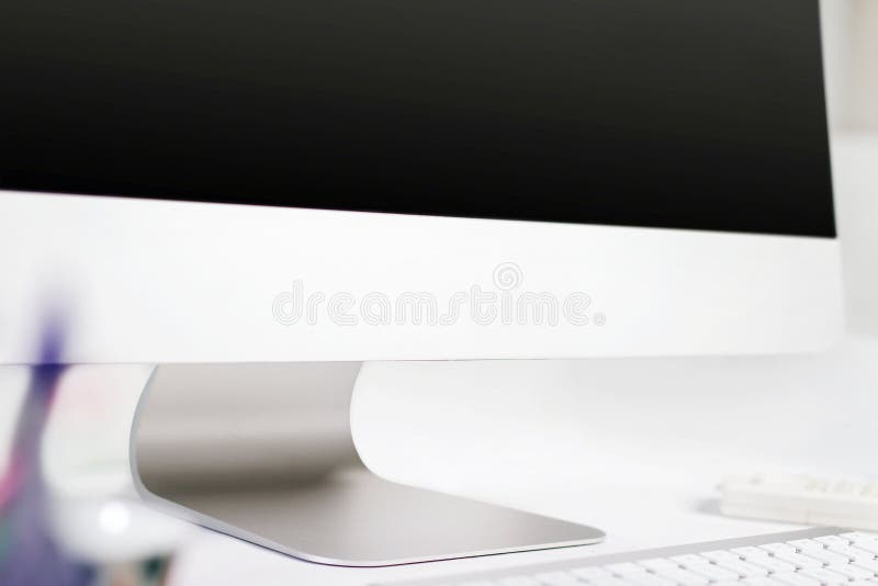 Close Up of Desktop Screen with Keyboard Stock Image - Image of crime ...