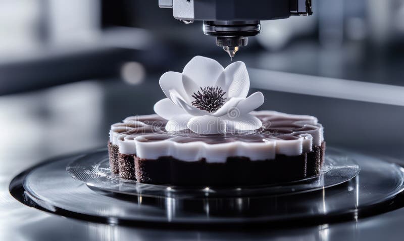 A Close-up of a Dessert with an Intricate Edible Design Printed Using a ...