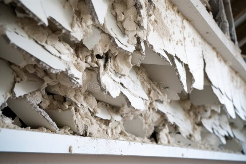 Close Up of Destroyed Drywall Section Stock Image - Image of close ...