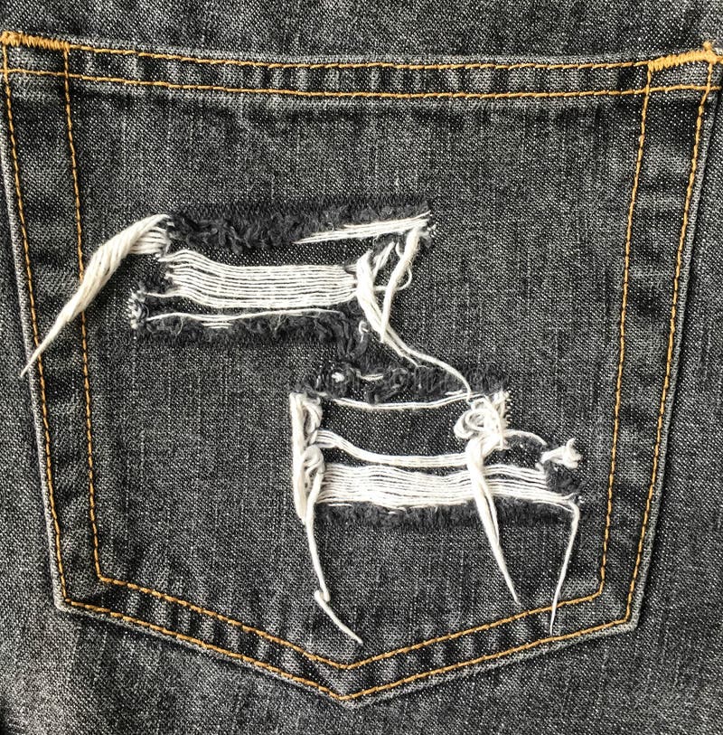 Close Up of Destroyed Torn Denim Jeans Patch Stock Image - Image of ...
