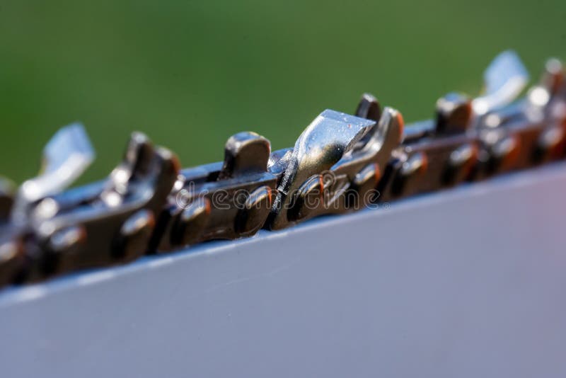 Close-up of Detail of a Chainsaw Tooth. Stock Image - Image of danger ...