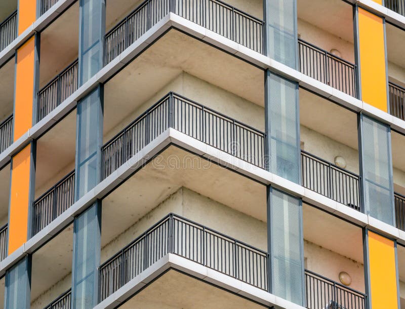 Close Up Detail with the Corner Side of a Modern Apartment Building in ...