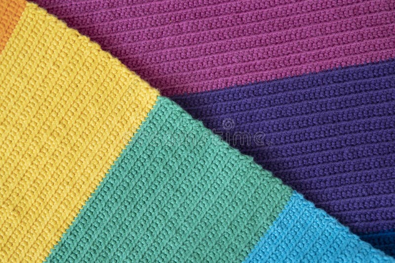 Close-up Detail of a Crocheted Fabric Created from Various Colors Yarn ...
