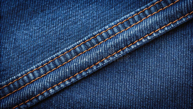Close-up Detail of Denim Fabric with Double Seam Showing Texture and ...