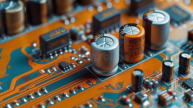 Close Up Detail of Electrical Printed Circuit Board with Several ...