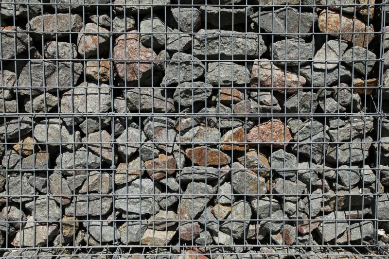 Detail of a Grey Pebble Gabion Stock Photo - Image of rock, vegetable ...