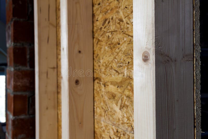 Close Up Detail of House Construction Wooden Wall Elements. Interior ...