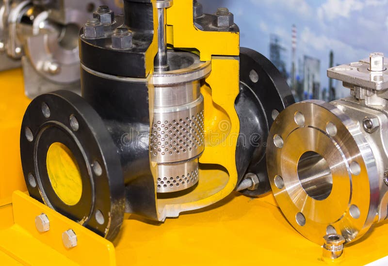 Close Up Detail Inside of Cross Section of Control Valve for Industrial ...