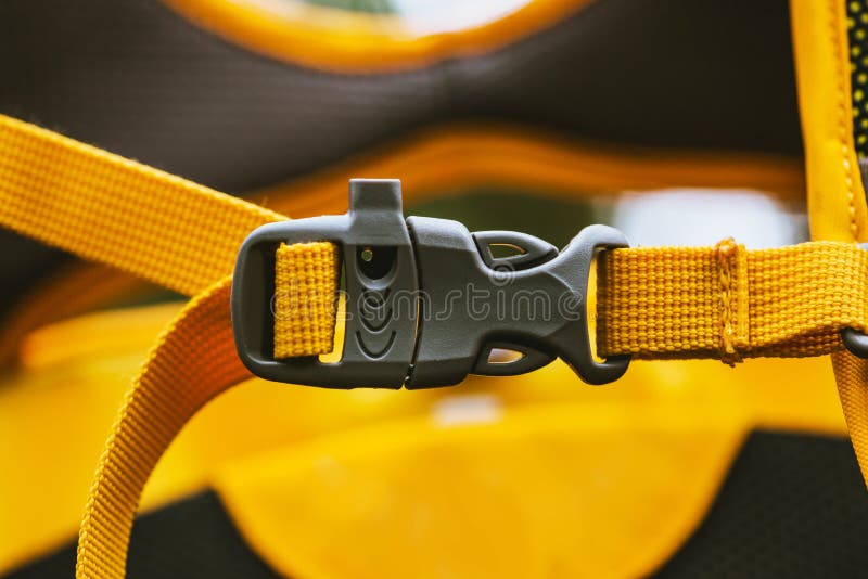 Close-up Detail of Locked Black Convenient Plastic Clasp of Backpack ...