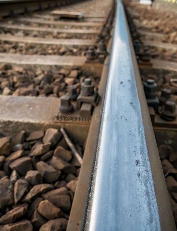 Close-up Detail with a Railroad Track. Selective Focus Stock Image ...