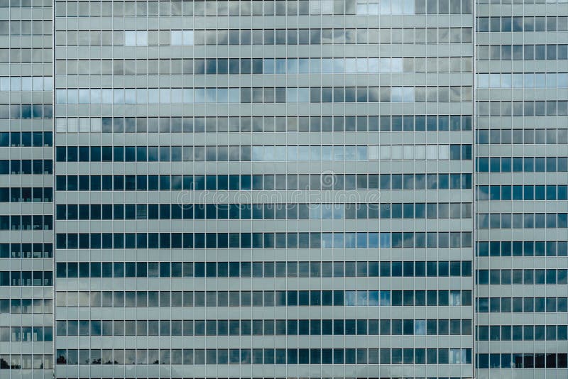 Reflected Glass Facade with Rectangular Windows Grid Frame System of ...