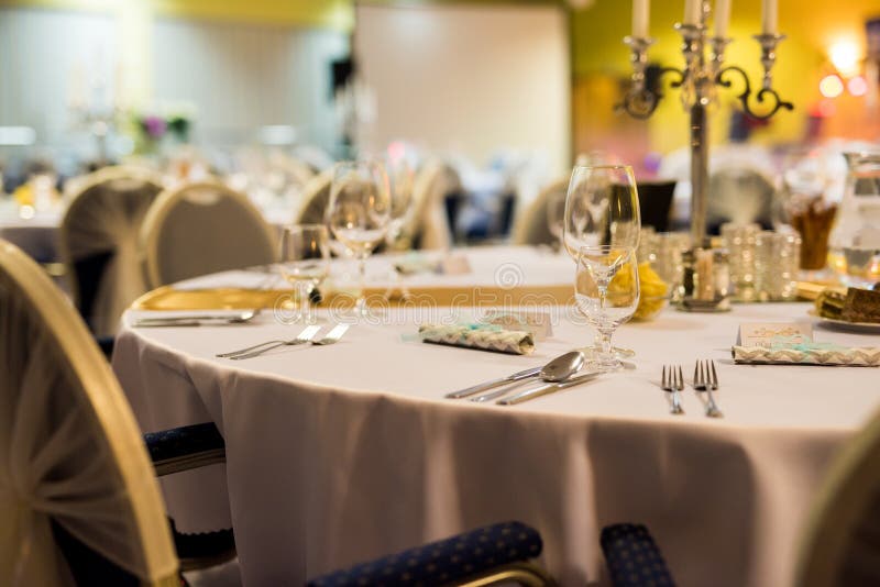 Close Up Detail of Served Table. Wedding Table Set for Dinner. Stock ...